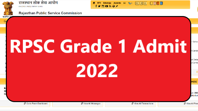 RPSC Grade 1 Admit Card 2022 Direct Link www rpsc rajasthan gov in
